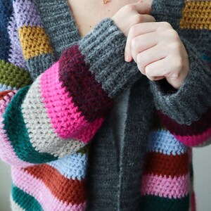 CROCHET PATTERN // Crochet Cardigan, Striped Crochet Sweater, Oversized ...