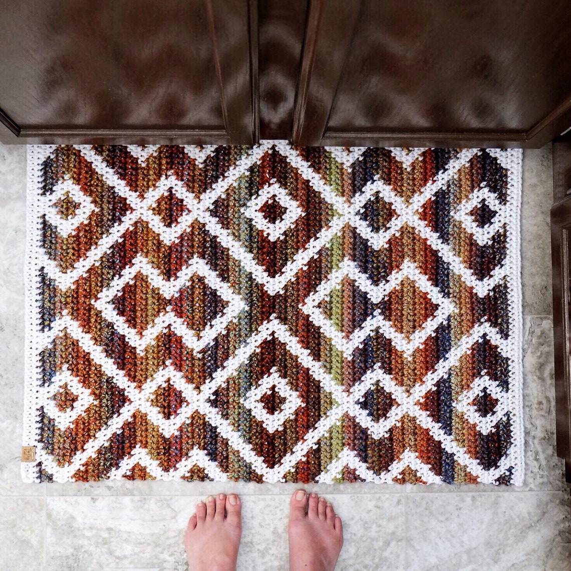 CROCHET PATTERN // Geometric Diamond Rug Kitchen Rug - Etsy
