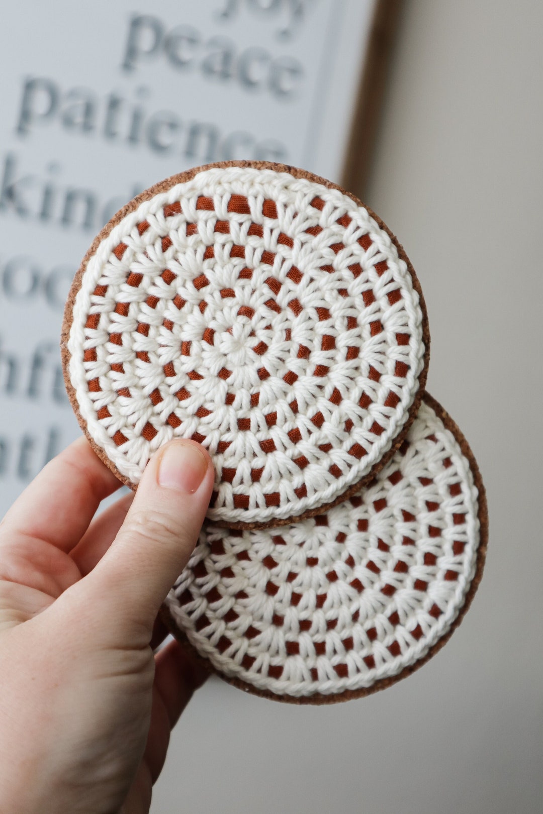 CROCHET PATTERN // Crochet Coasters, Modern Crochet & Cork Coasters ...
