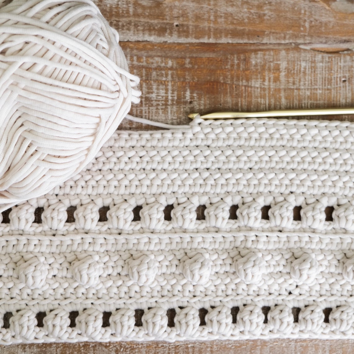 CROCHET PATTERN // Modern Rug Bobble Stitch Rug Floor Mat - Etsy