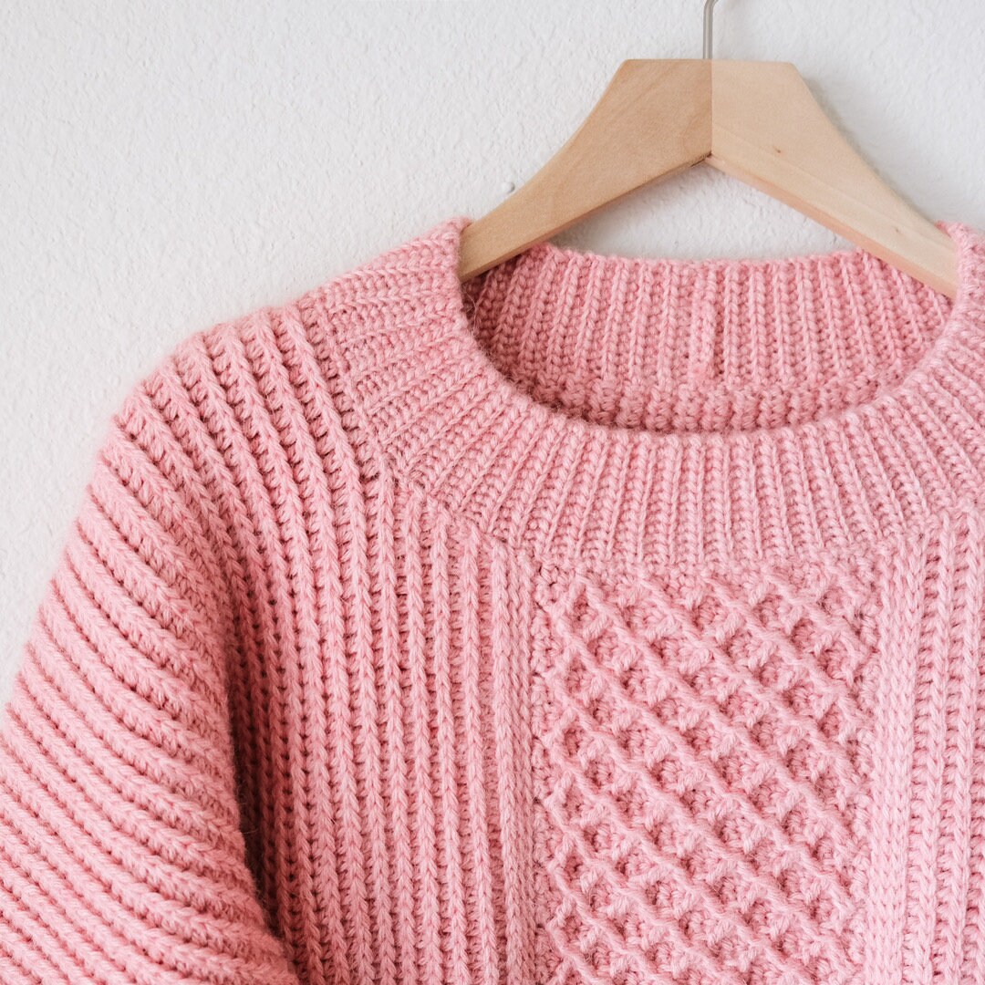 CROCHET PATTERN // Crochet Cable Sweater, Pullover, Knit-like Ribbed ...