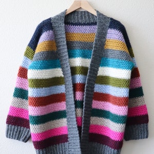 CROCHET PATTERN // Crochet Cardigan, Striped Crochet Sweater, Oversized ...