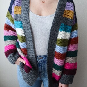 CROCHET PATTERN // Crochet Cardigan, Striped Crochet Sweater, Oversized ...