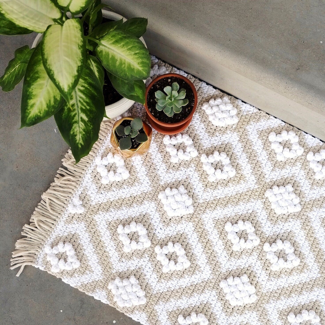 CROCHET PATTERN // Modern Diamond Rug, Geometric Kitchen Rug, Bathroom ...