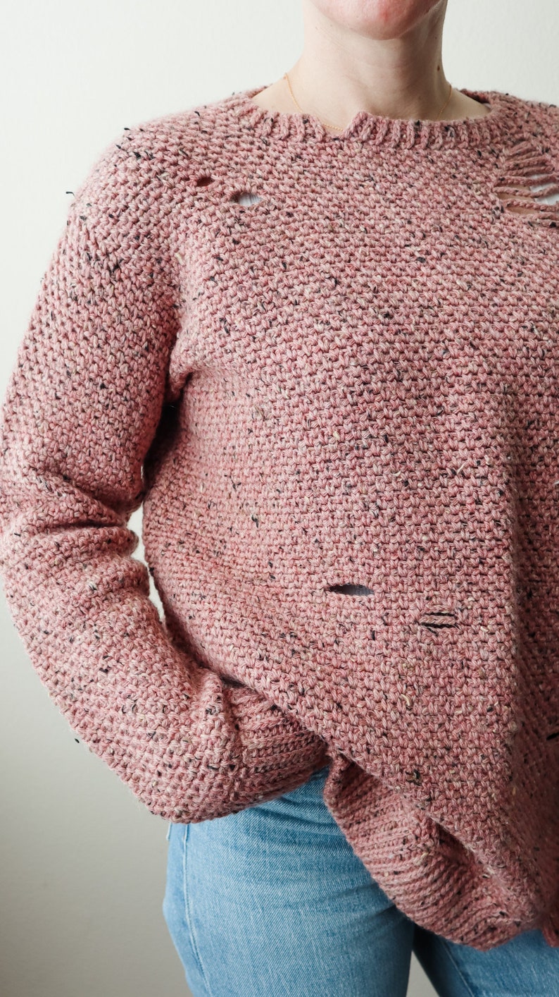 CROCHET PATTERN // Crochet Distressed Sweater Modern Crochet - Etsy