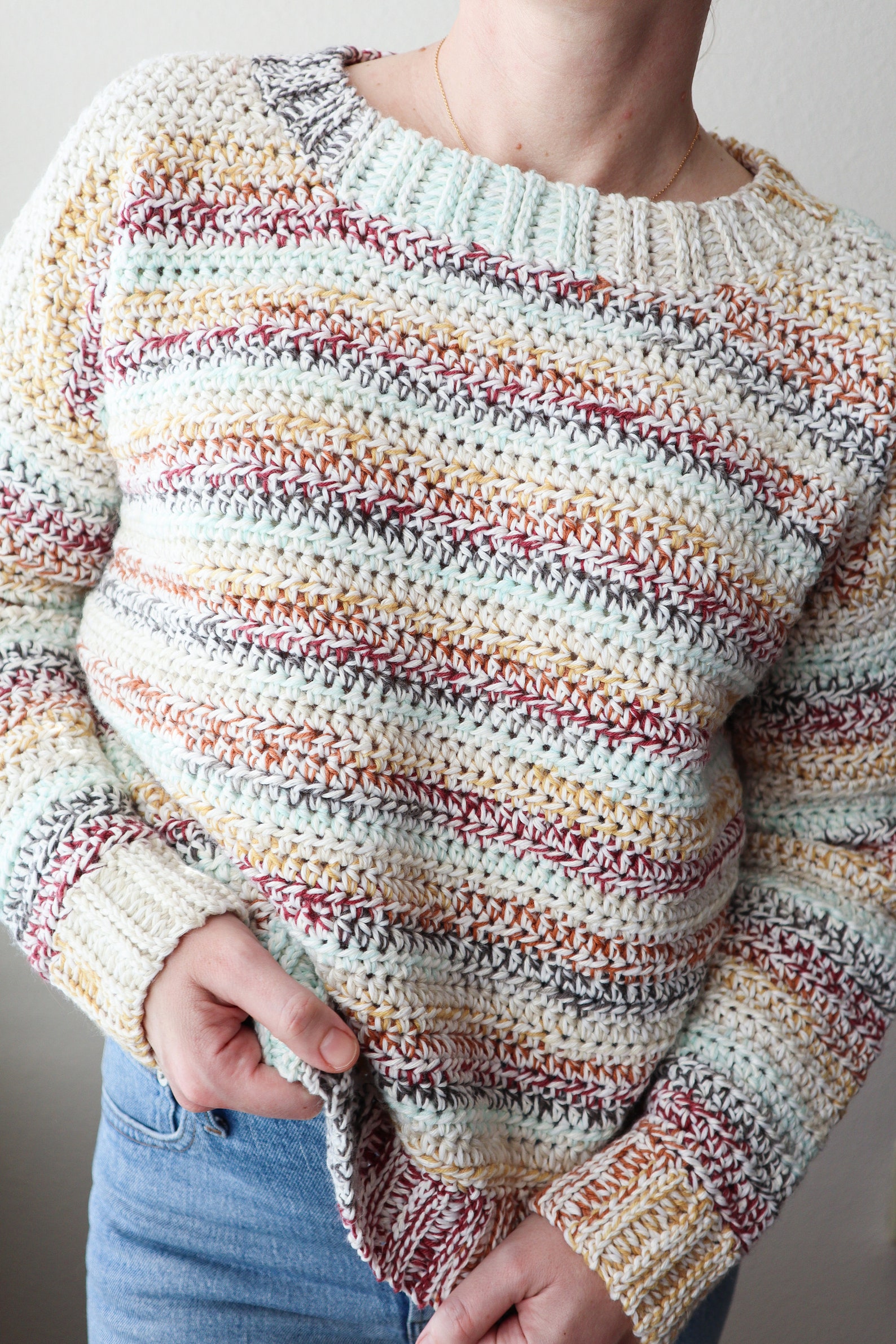 CROCHET PATTERN // Striped Crochet Sweater, Pullover, Jumper, Cropped ...