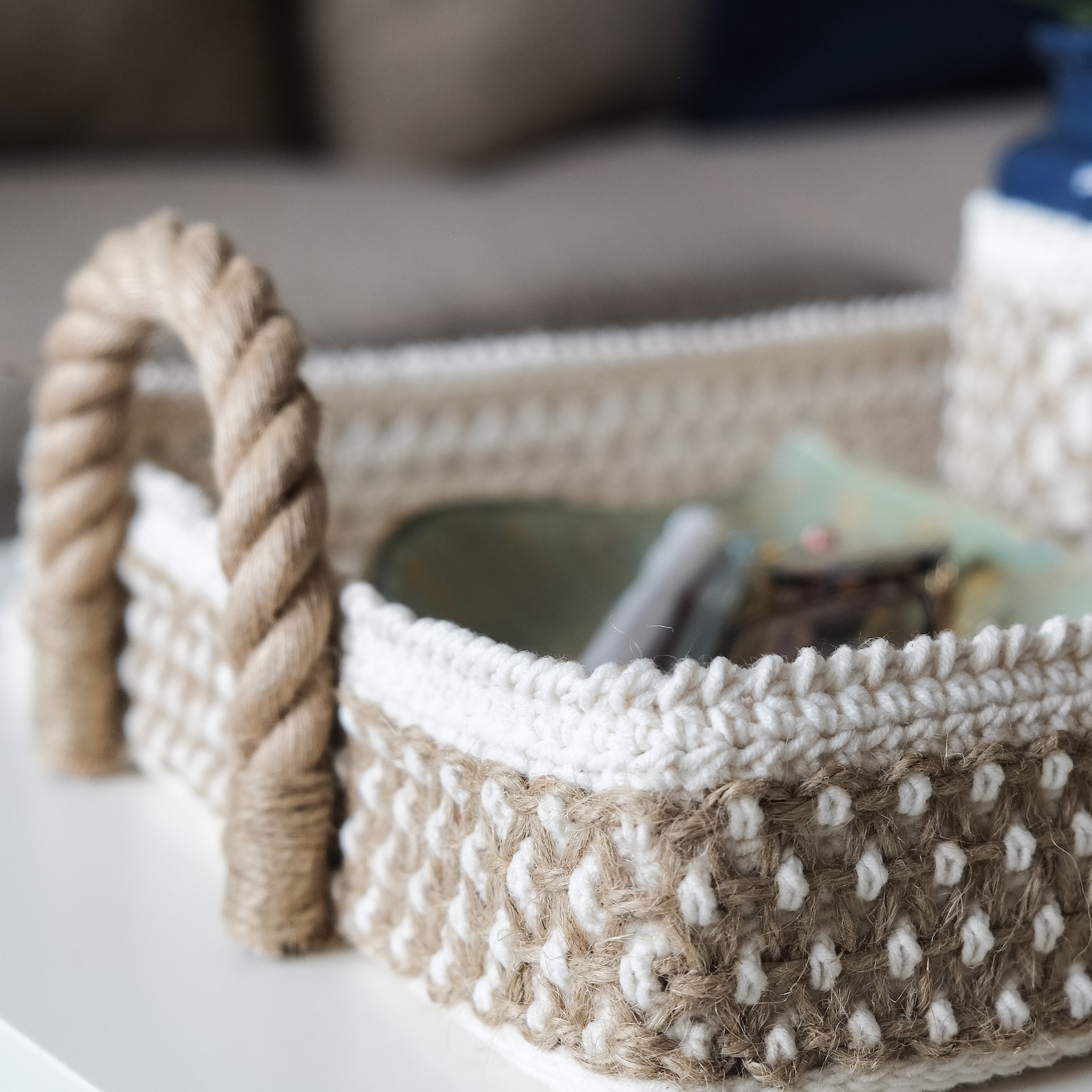 CROCHET PATTERN // Crochet Tray Basket Vase Cozy Home Decor - Etsy