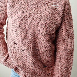 CROCHET PATTERN // Crochet Distressed Sweater, Modern Crochet Sweater ...