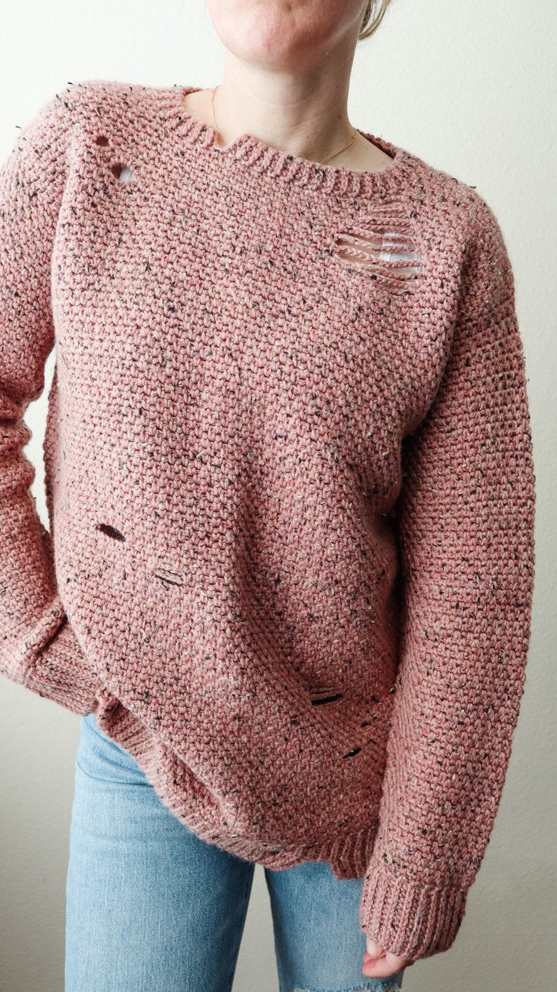 CROCHET PATTERN // Crochet Distressed Sweater Modern Crochet - Etsy