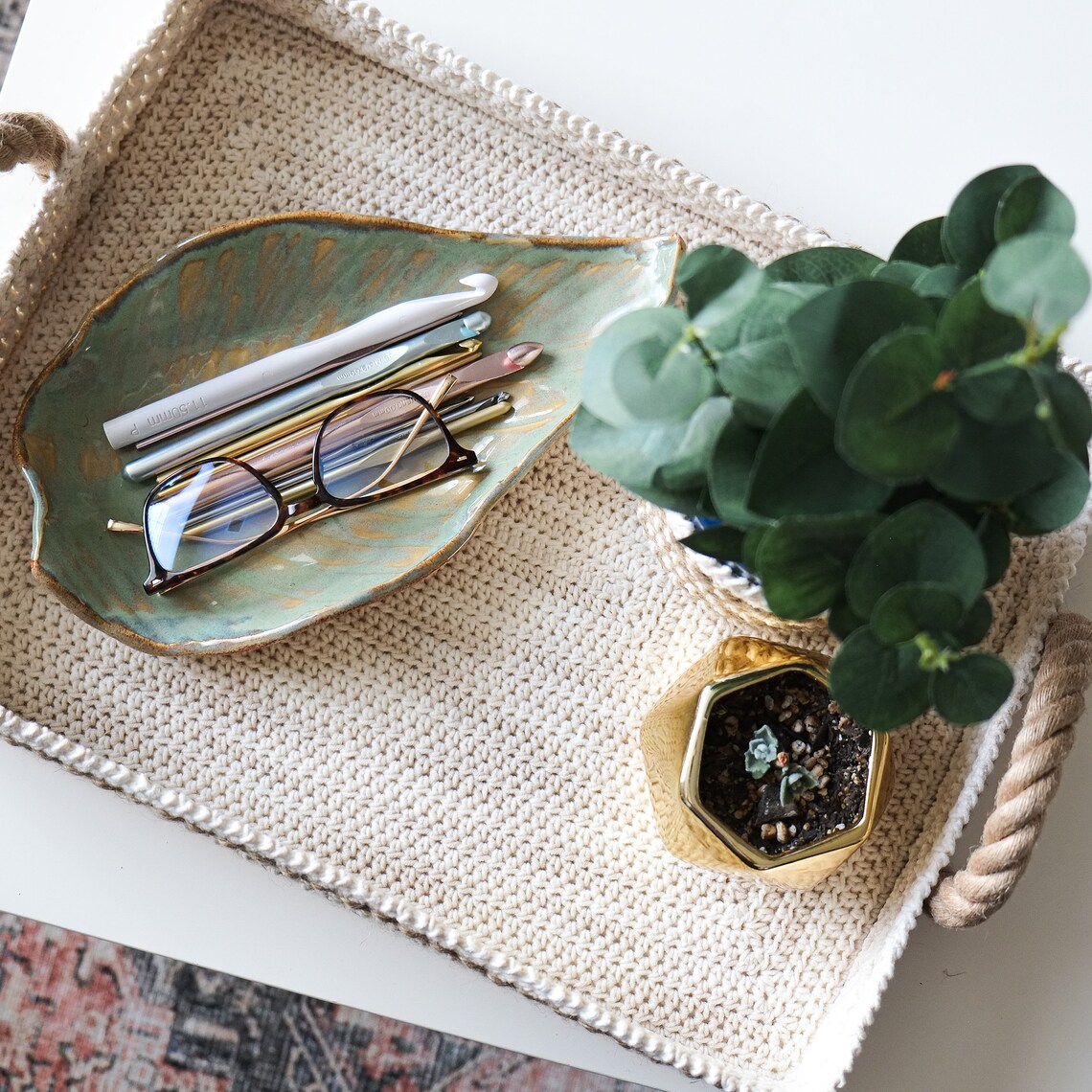 CROCHET PATTERN // Crochet Tray Basket Vase Cozy Home Decor - Etsy