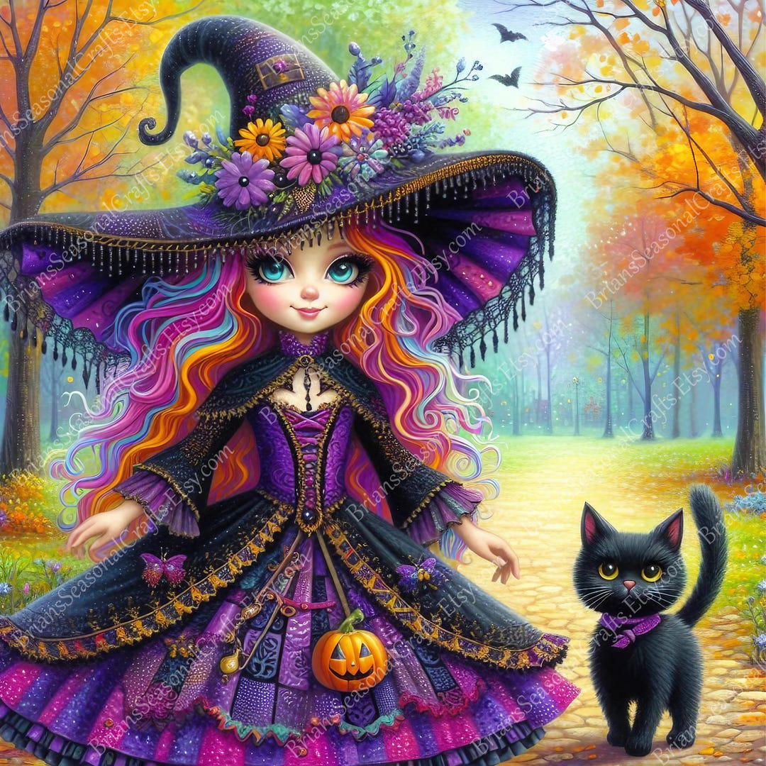 9 Folk Art Halloween Witches - Etsy