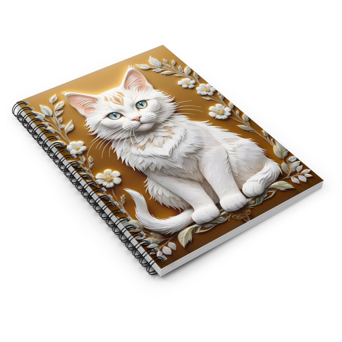 Rule Line Spiral Notebook 3D White Cat - Etsy