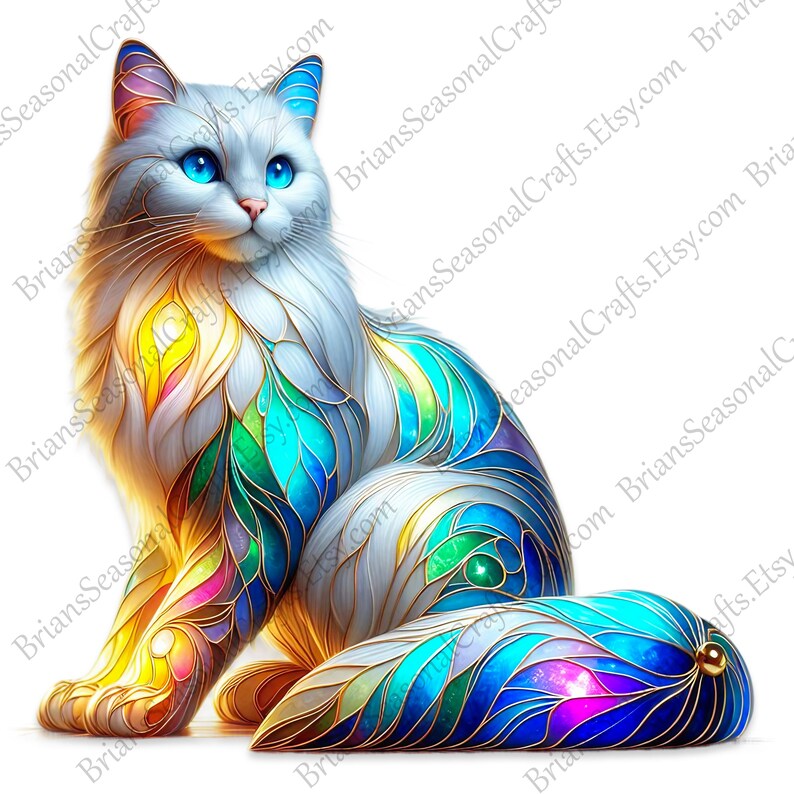 16 Stained Glass Cats - PNG - Etsy