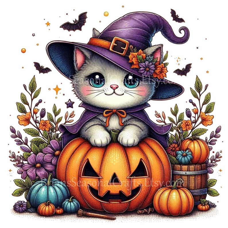 9 Cute Witch Kittens - PNG - Etsy