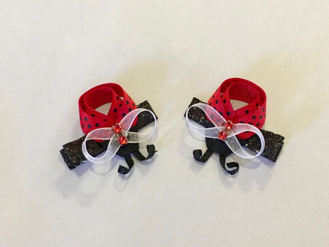 Ladybugs Clip Set Ribbon Ladybug Hair Bows Girl's Red - Etsy