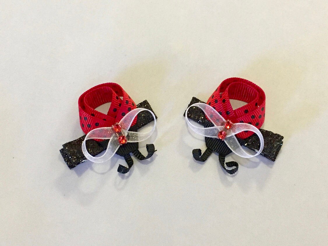 Ladybugs Clip Set Ribbon Ladybug Hair Bows Girl's Red - Etsy