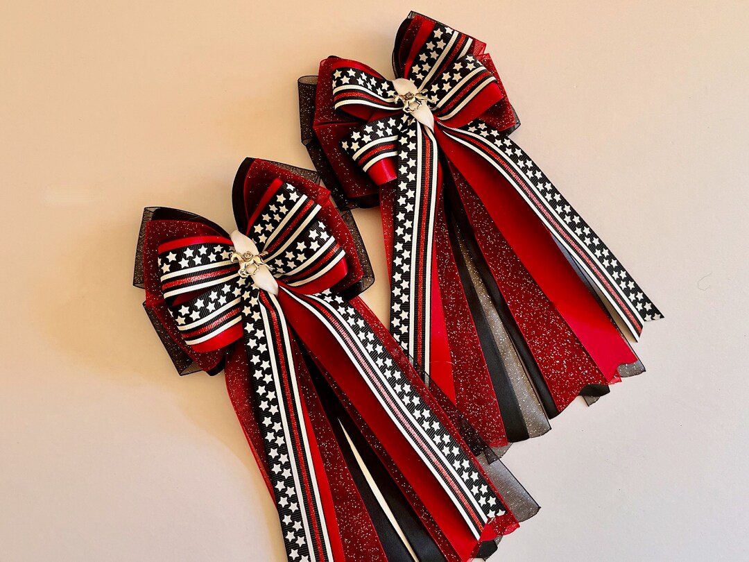 Thin Red Line Horse Show Bows, Firefighter Support Show Bows, Girls ...