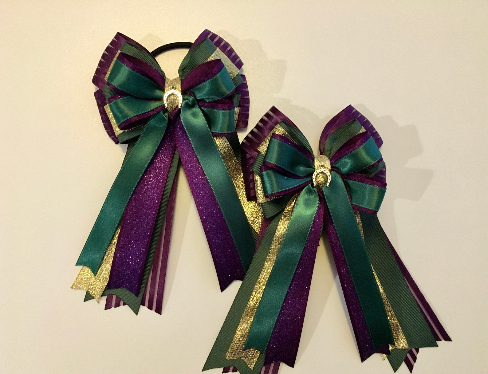 Hunter Green Plum Purple and Gold Horse Show Bows Equestrian - Etsy