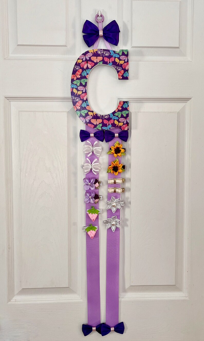 Letter "c" Initial Hair Bow Organizer: Custom Girl's Room Decor, Bow ...