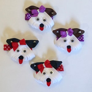 Puppy Dog Clip Set, Ribbon Dog Hair Bows, Ribbon Sculpture Dogs, Girl's ...