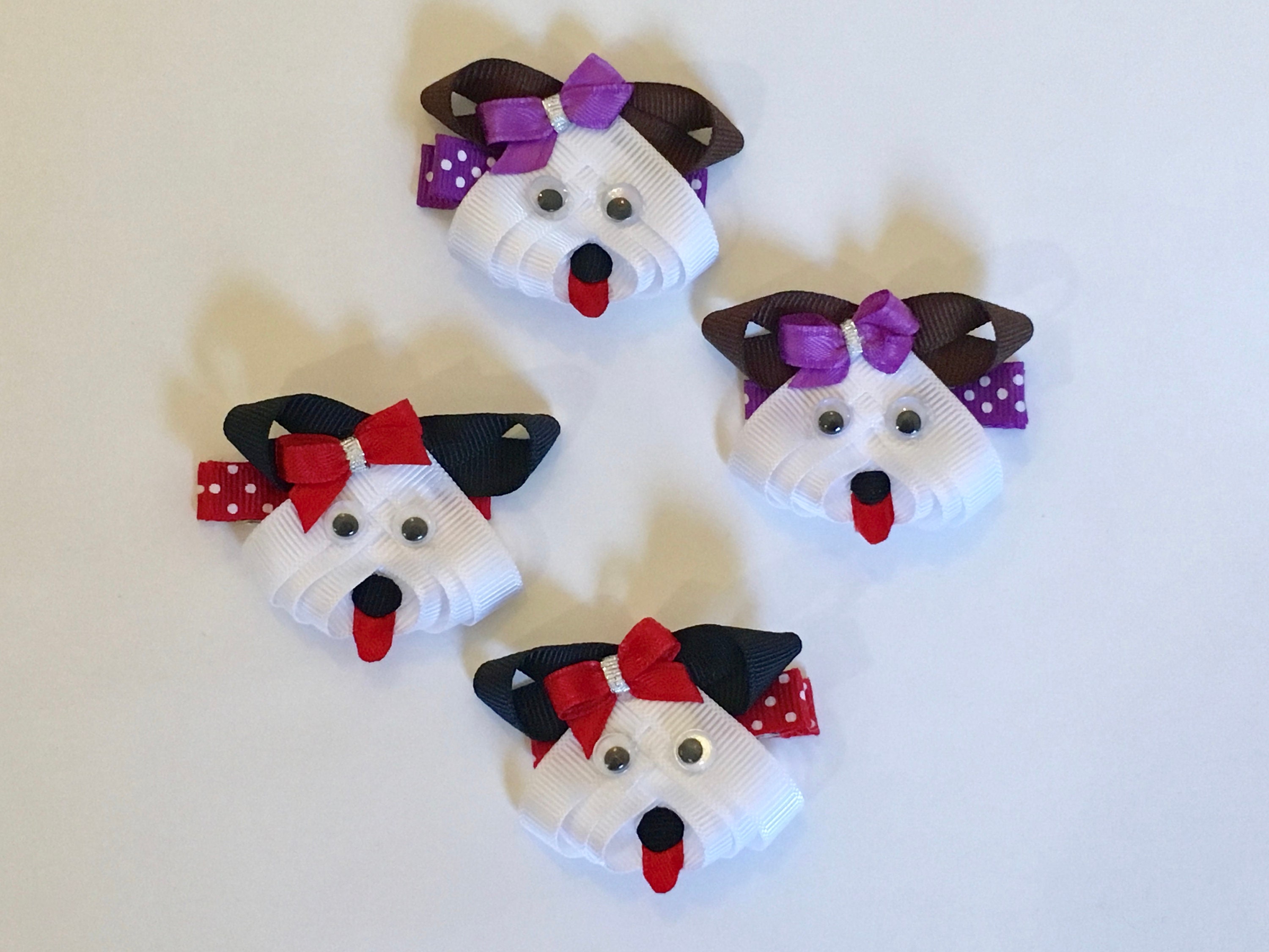 Puppy Dog Clip Set Ribbon Dog Hair Bows Ribbon Sculpture - Etsy