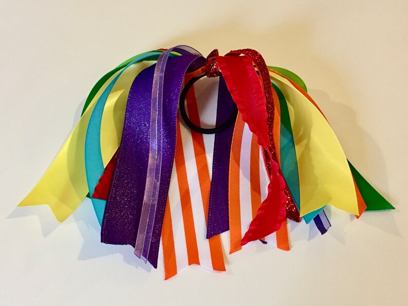Rainbow Ponytail Streamer Ribbon Hair Tie Girl's Ribbon - Etsy