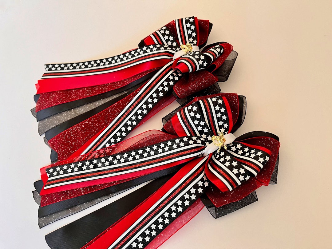 Thin Red Line Horse Show Bows, Firefighter Support Show Bows, Girls ...