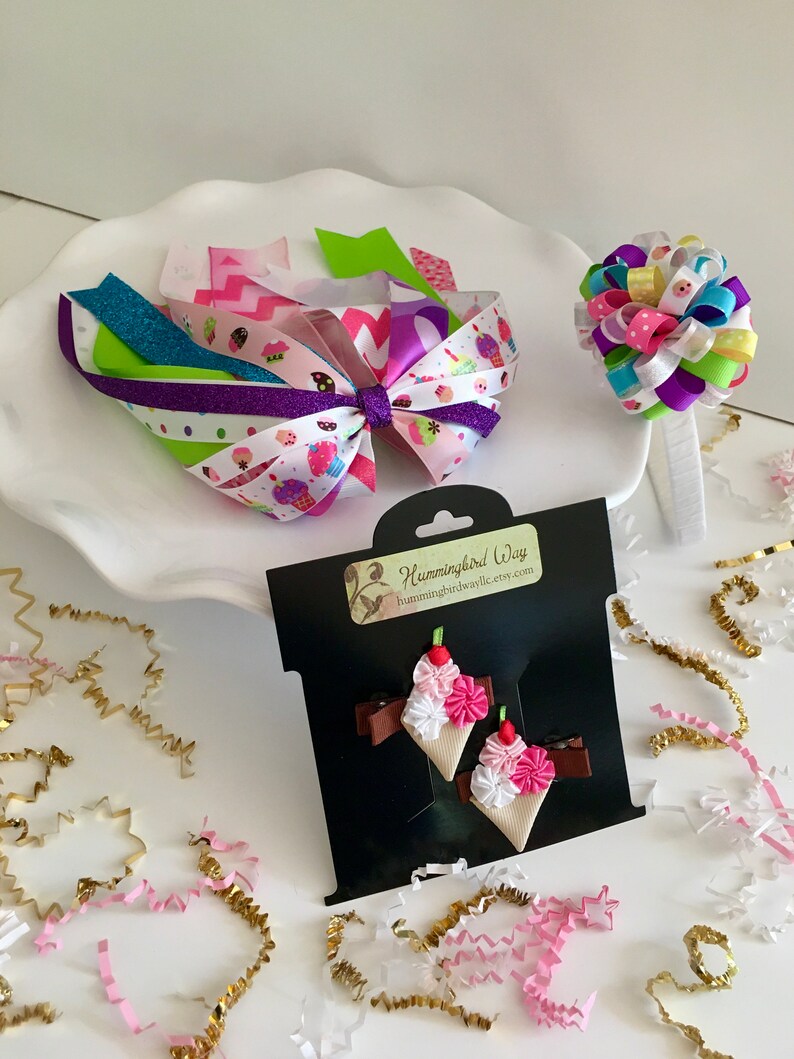 Ice Cream Cones Clip Set Ribbon Sculpture Ice Cream Hair | Etsy