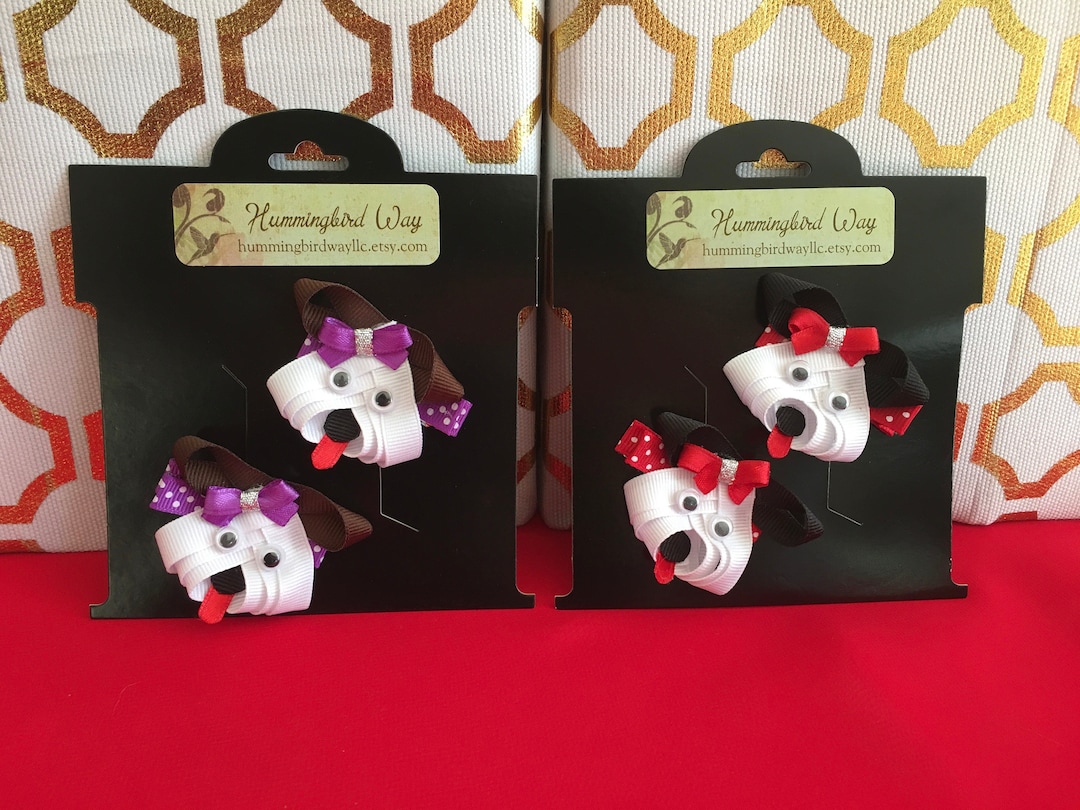Puppy Dog Clip Set, Ribbon Dog Hair Bows, Ribbon Sculpture Dogs, Girl's ...