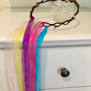 Girl's Ribbon Crown, Colorful Fairy Crown, Multicolored Princess Crown ...