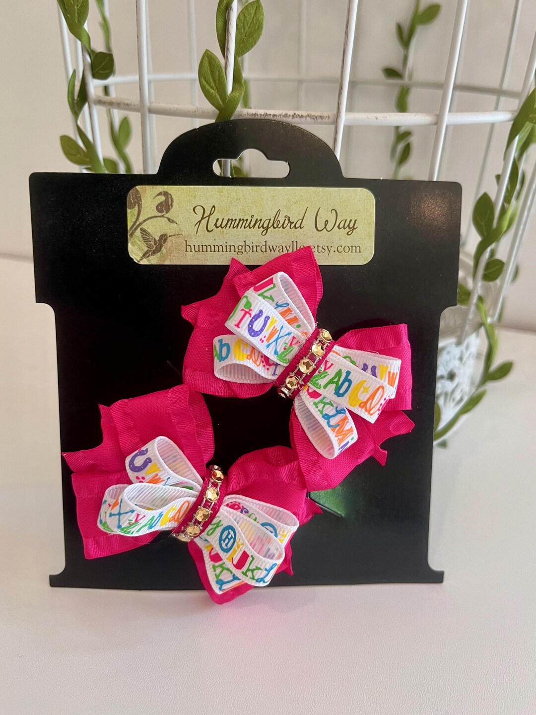 Alphabet Letters Pink Bows Clip Sets, School Hair Bows, Girl's Pink ...