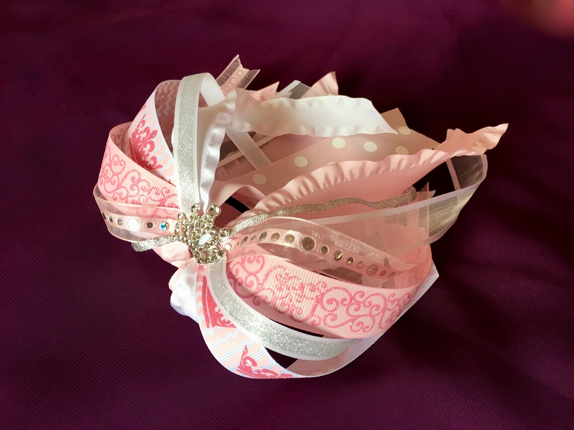 Pink Princess Ponytail Streamer Ribbon Hair Tie Girl's | Etsy