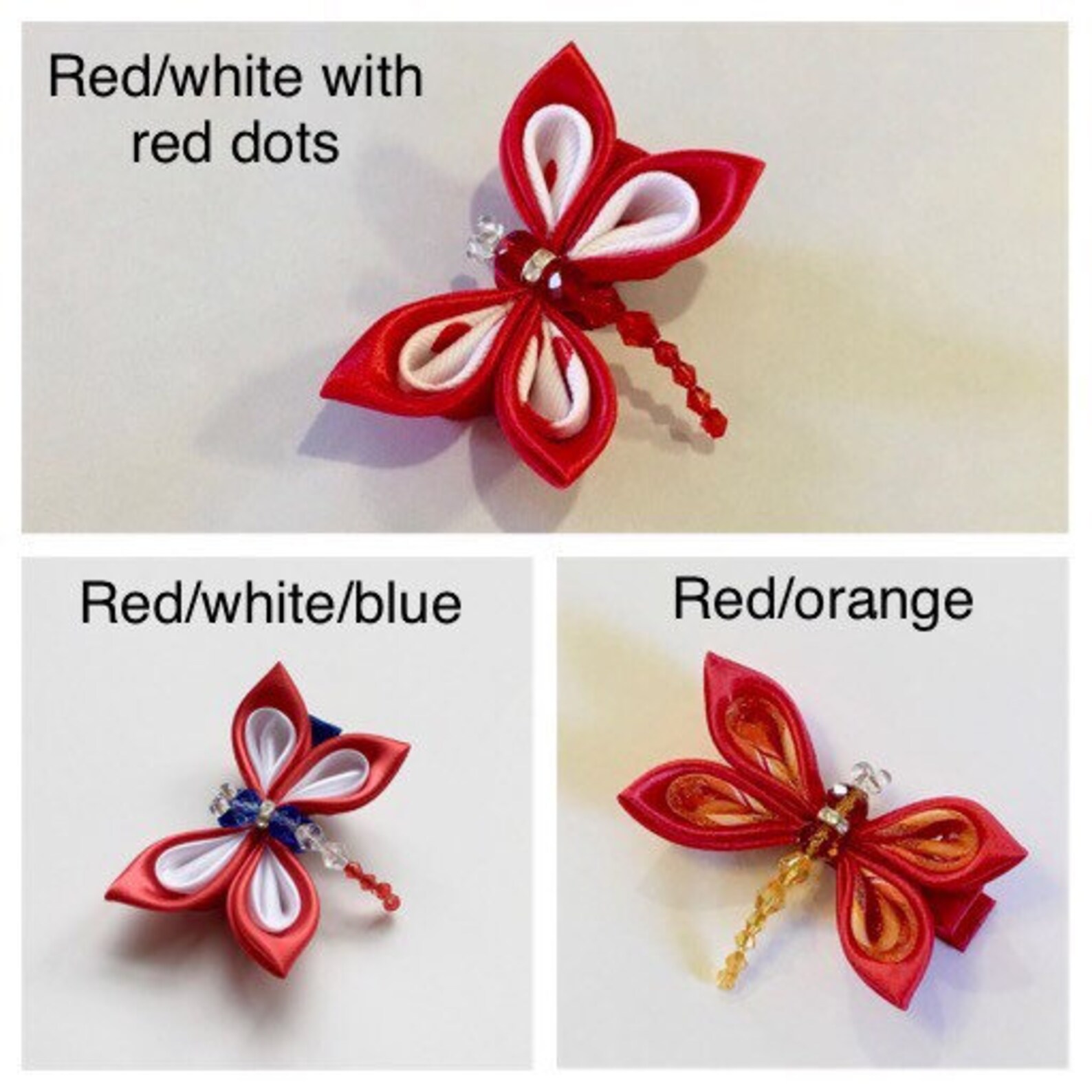 Satin Ribbon Dragonfly Hair Clips Ribbon Sculpture Dragonfly | Etsy