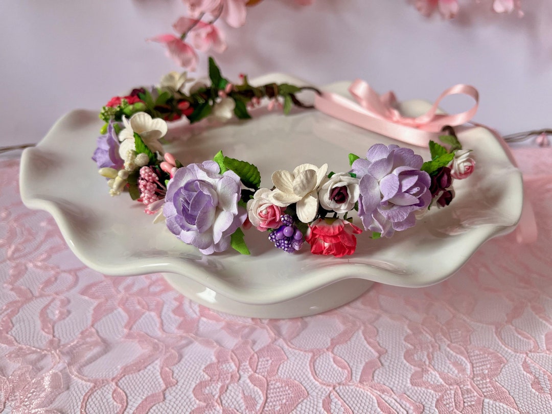 DIY Flower Crown Kit, Pink & Purple Flower Crown Kit, Make Your Own ...