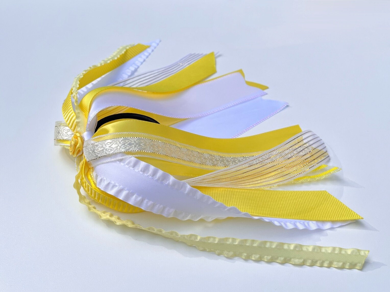 Yellow and White Sunshine Ponytail Streamer Ribbon Hair Tie - Etsy