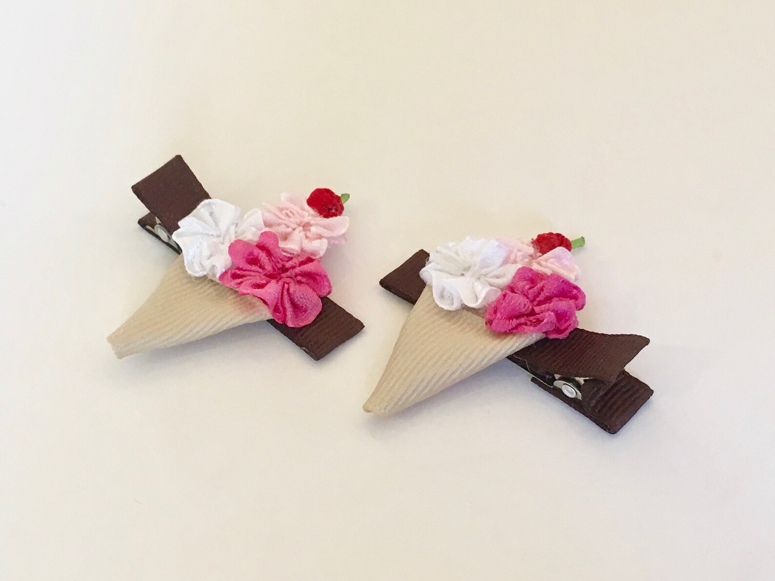 Ice Cream Cones Clip Set Ribbon Sculpture Ice Cream Hair - Etsy