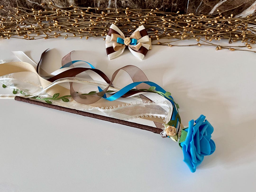 Pocahontas Inspired Rose Wand and Hair Bow Set, Disney Inspired, Ribbon ...