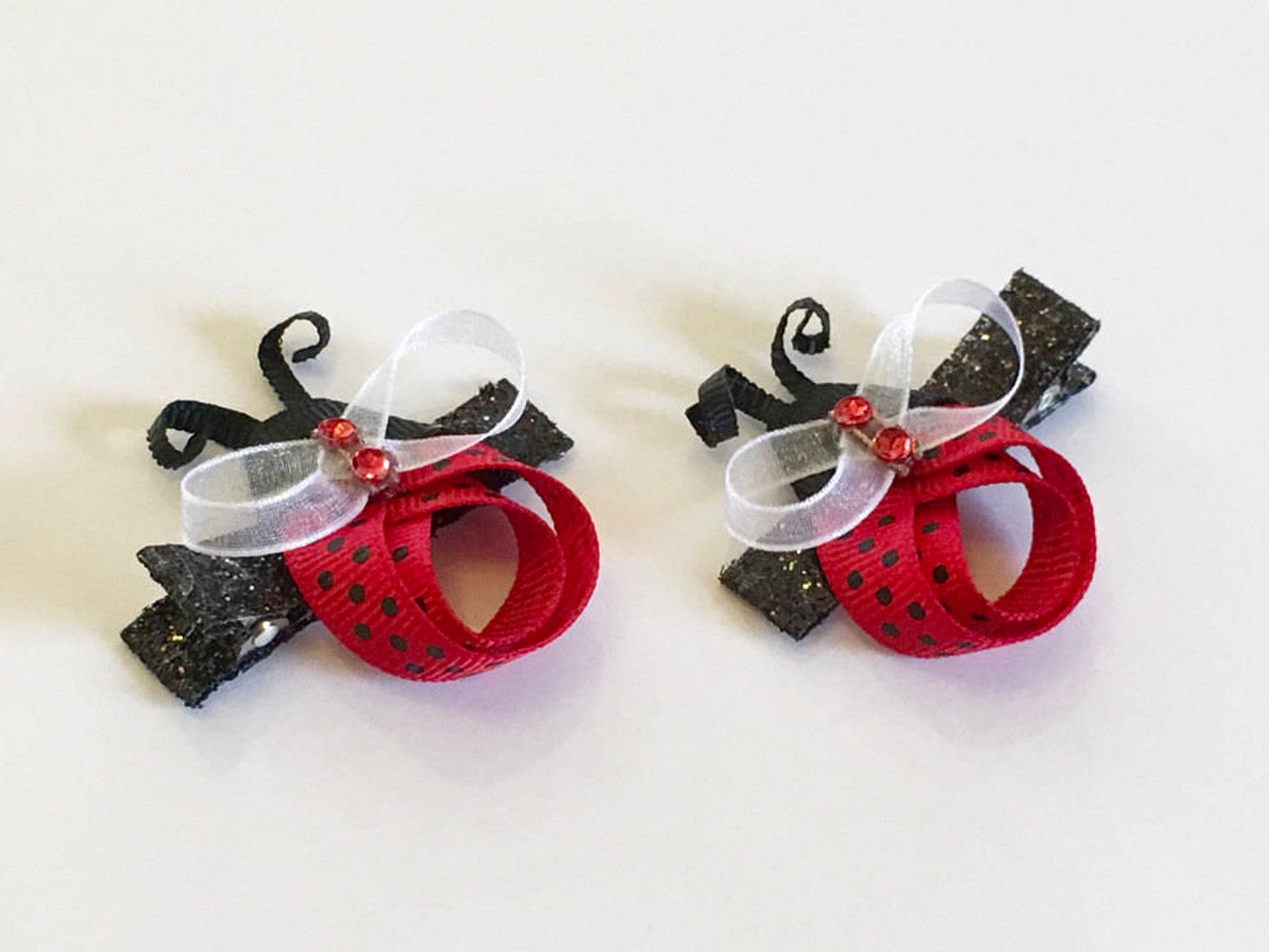 Ladybugs Clip Set Ribbon Ladybug Hair Bows Girl's Red - Etsy