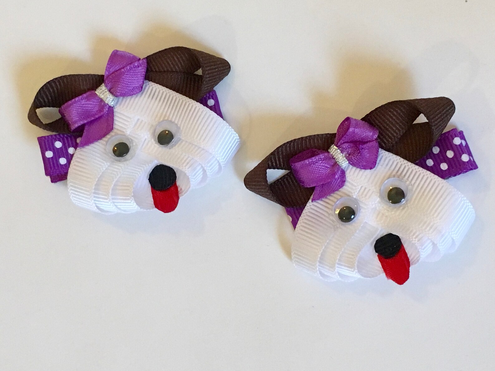 Puppy Dog Clip Set Ribbon Dog Hair Bows Ribbon Sculpture - Etsy