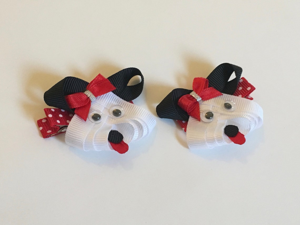 Puppy Dog Clip Set Ribbon Dog Hair Bows Ribbon Sculpture - Etsy