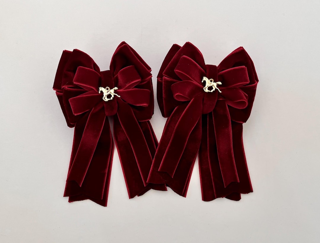 Burgundy Velvet Horse Show Bows: Equestrian Hair Bows(set of 2) - Etsy