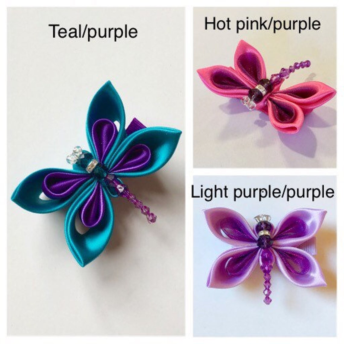 Satin Ribbon Dragonfly Hair Clips Ribbon Sculpture Dragonfly | Etsy