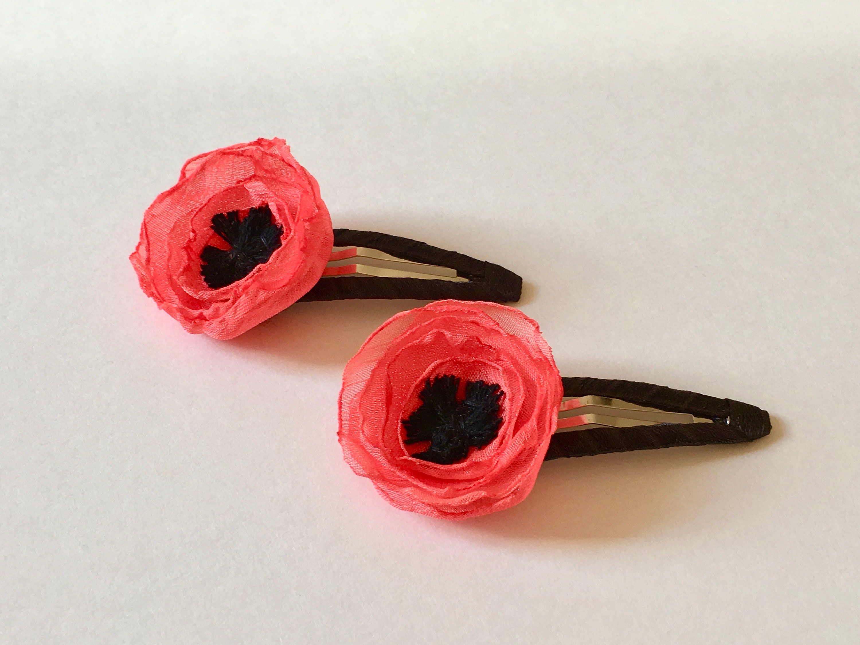 Poppy Snap Clip Set Poppy Flower Hair Bows Girl's Red | Etsy