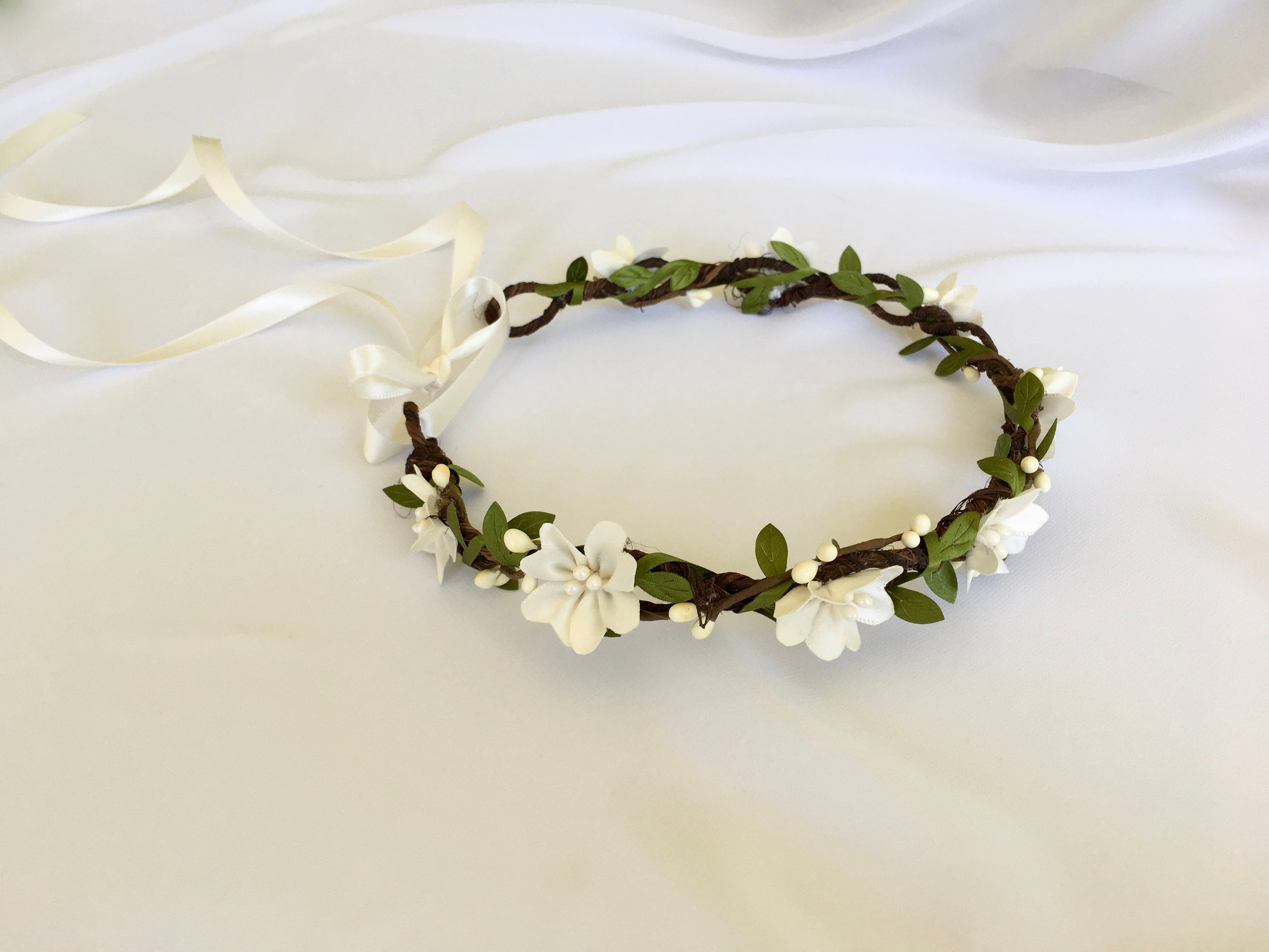 Cream Flowers Crown Bridal Wreath Flower Girl Crown - Etsy
