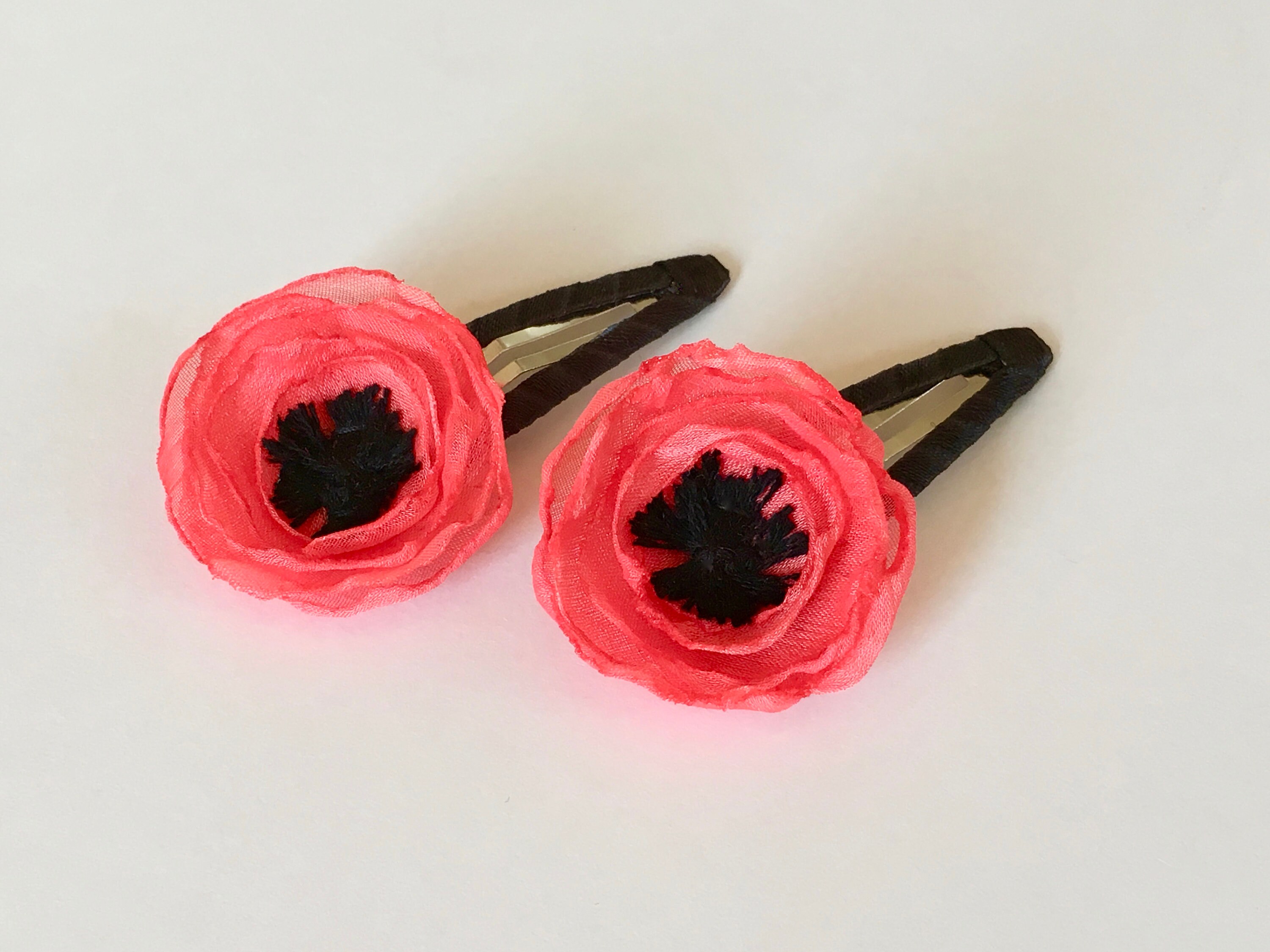 Poppy Snap Clip Set Poppy Flower Hair Bows Girl's Red | Etsy