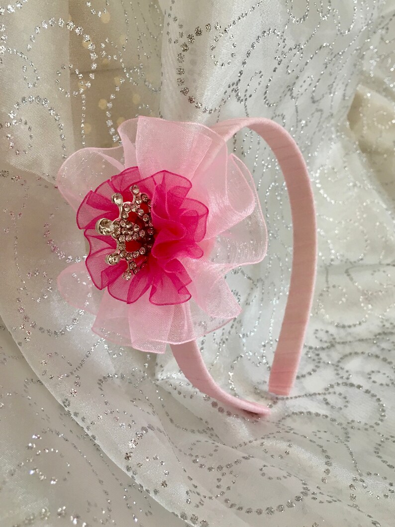 Princess Crown Headband Pink Princess Headband Organza - Etsy