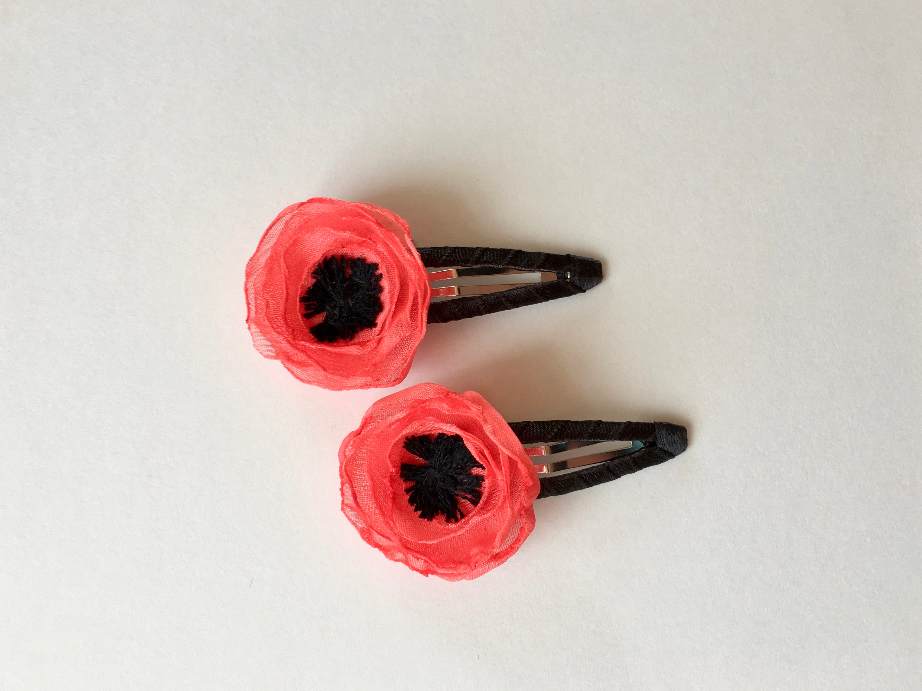 Poppy Snap Clip Set Poppy Flower Hair Bows Girl's Red | Etsy