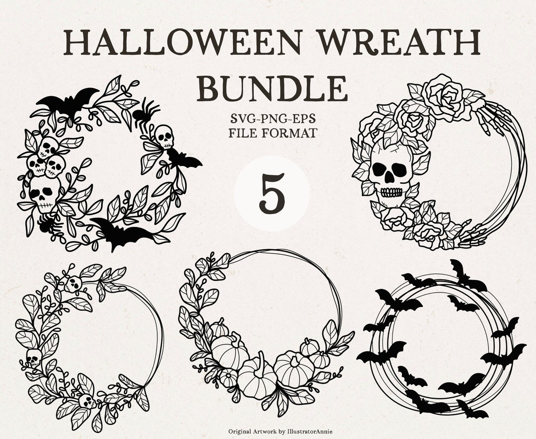 Halloween Wreath SVG Bundle Halloween Wreath Clipart Halloween Wreath ...