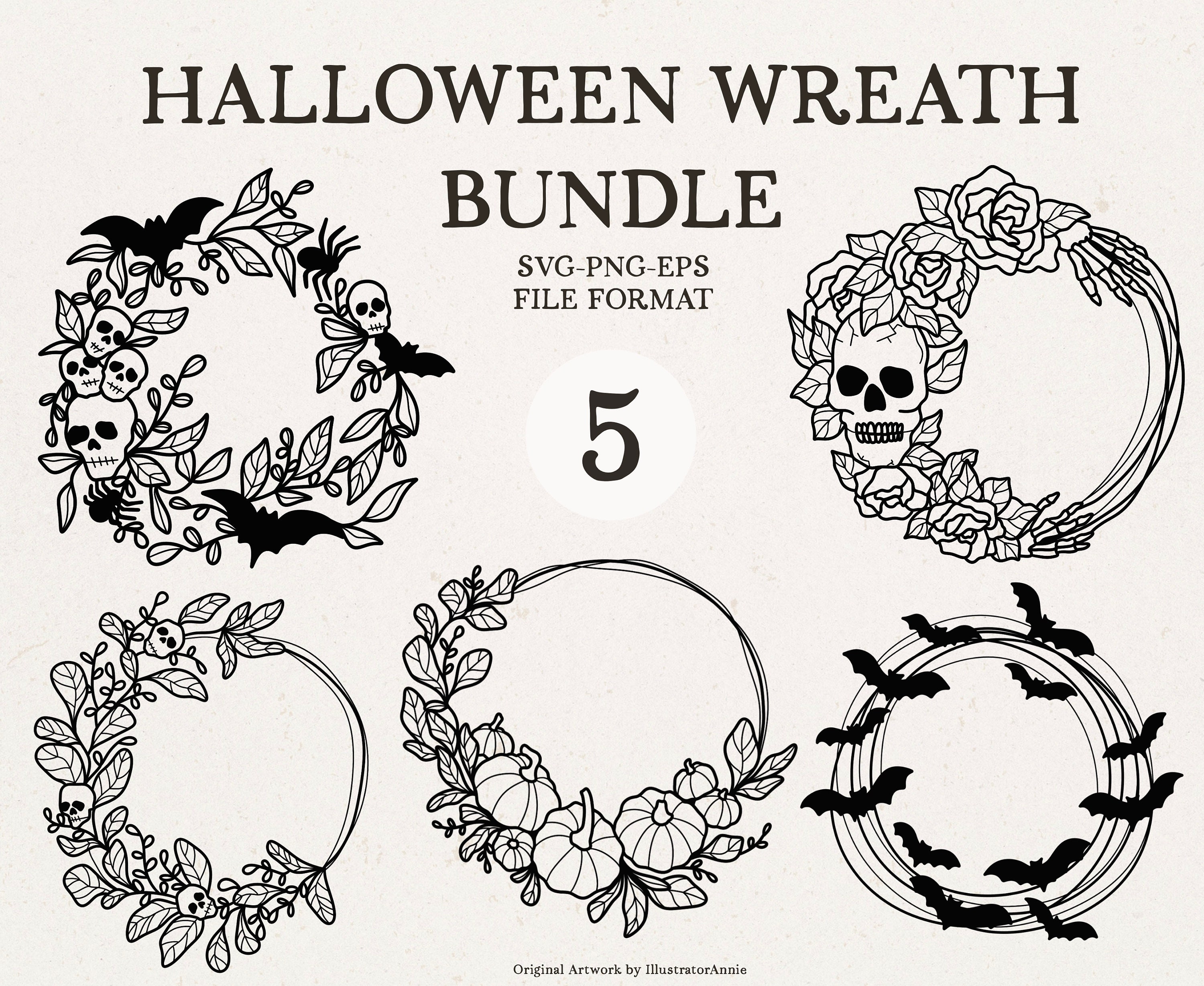 Halloween Wreath SVG Bundle - Halloween Wreath Clipart - Halloween ...