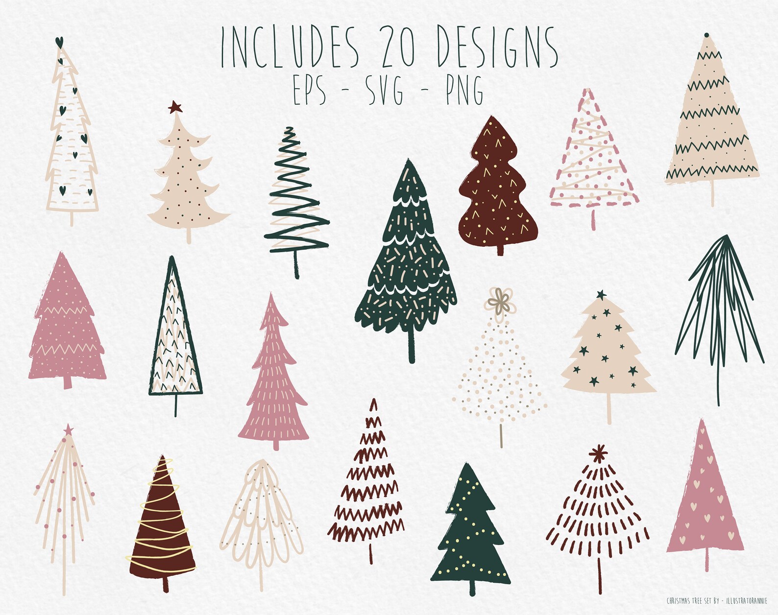 Christmas Tree Clip Art Set Modern Christmas Tree Clip Art - Etsy